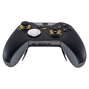eXtremeRate Matte Chrome Gold Accent Rings Accessories for Xbox One Elite Controller, Replacement Parts Profile Switch Buttons for Xbox One Elite Controller (Model 1698) - Pack of 2