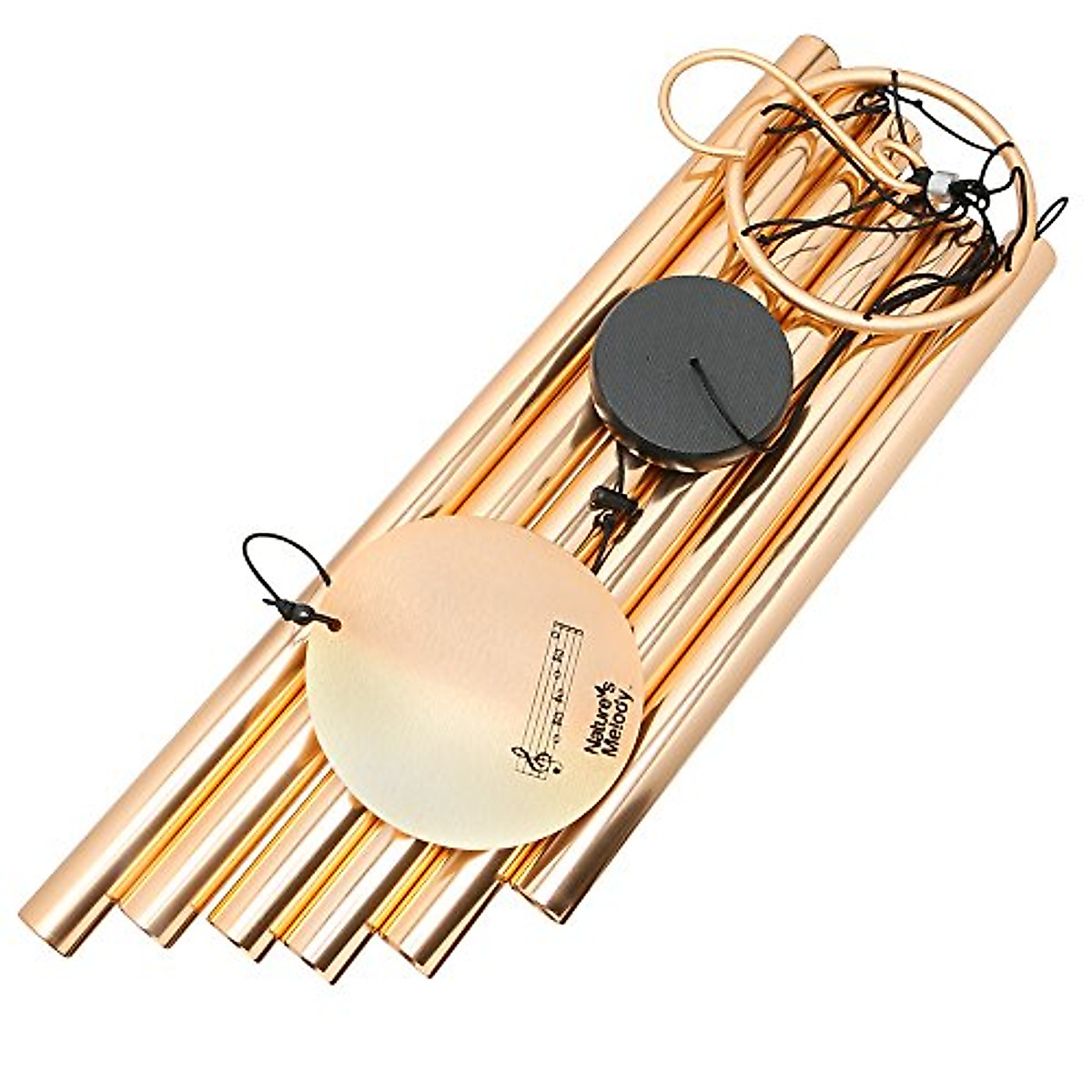 Nature’s Melody Aureole Tunes Wind Chimes – Outdoor Windchime with 6 Tubes Tuned to B Pentatonic Scale, 100% Rustproof Aluminum, Powder Finish & S Hook Hanger for Sympathy, Memorial Gift or Zen Garden