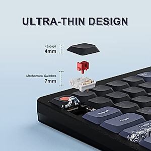 COSTOM L75 Low Profile Mechanical Keyboard, 75% Wireless Keyboard, Bluetooth/2.4Ghz/Wired Tri-Mode 84 Keys RGB Keyboard w/Durable Aluminum Frame Compatible with Mac Windows-Great Wave Off Kanagawa