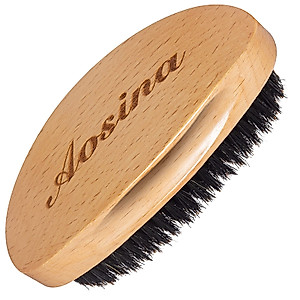 Aosina Wave Brush - Hair Brush for Men with 100% Natural Beech Wood & Reinforced Pure Black Boar Hair Bristle, Soft Beard Brush Hairbrush for Men Perfect for Cultivating Beards, Hair Waves and Wolfing