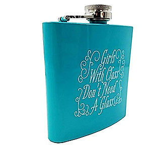 Liquor Flask Women Funny Leakproof - Premium Stainless Steel Hip Flask 6oz (Blue 6oz)