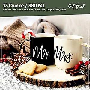 Triple Gifffted Couples Gifts For Christmas, Wedding Anniversary, Engagement - Valentines Day Mr and Mrs Mugs Couple Gift For Husband and Wife, His/Hers Men/Women Him/Her, Bride & Groom, Newlywed