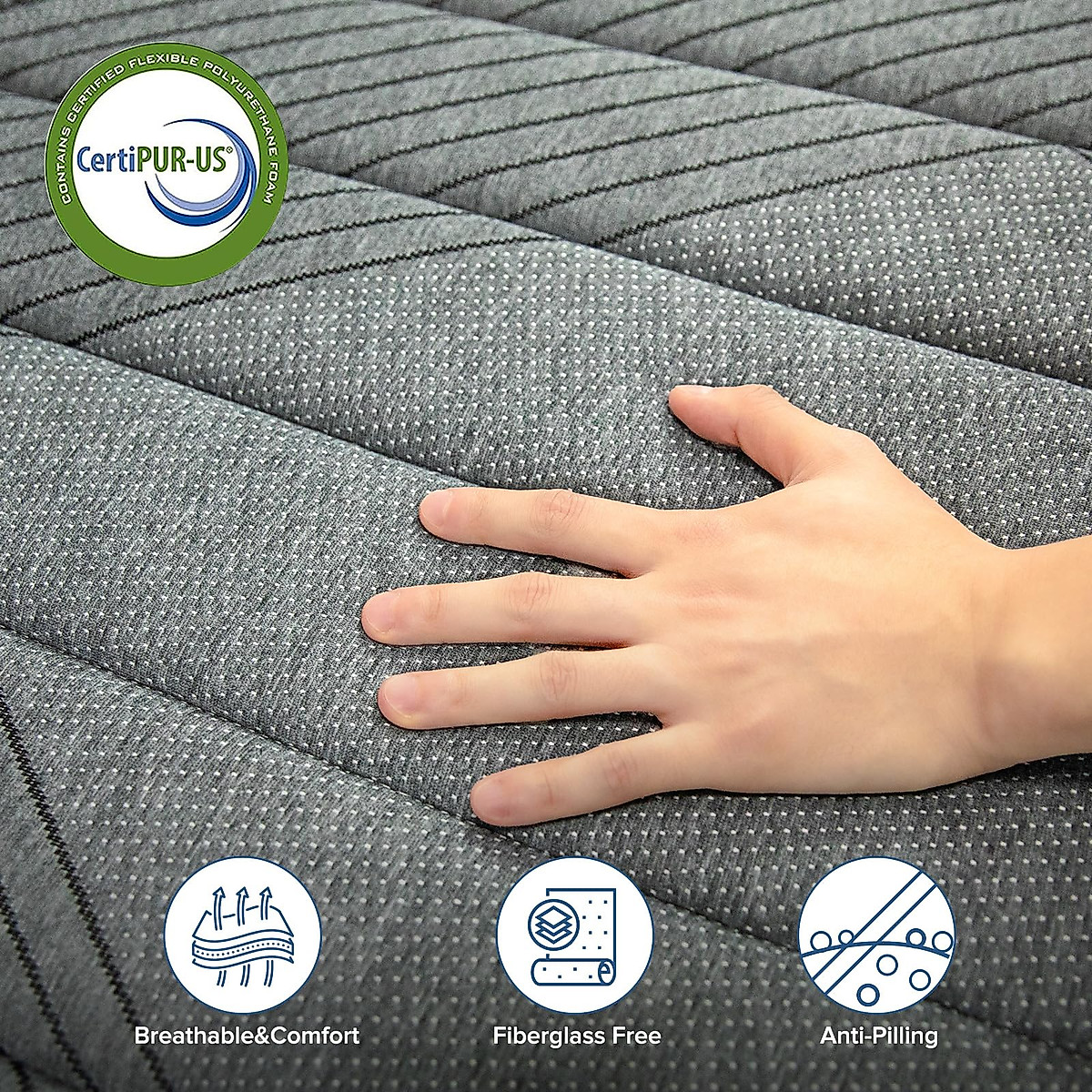 Twin Mattress, 8 Inch Medium Firm Hybrid Mattress with Pocketed Springs and Breathable Convoluted Foam, Twin Size Mattress in a Box with Pressure Relief and Support, Antistatic,CertiPUR-US Certified