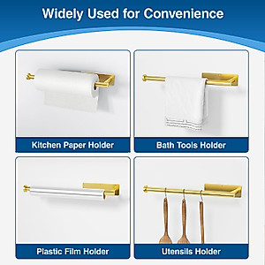 Paper Towel Holder - Self-Adhesive or Drilling, Gold Wall Mounted Paper Towel Rack for Kitchen, SUS304 Stainless Steel Kitchen Roll Holder Under Cabinet