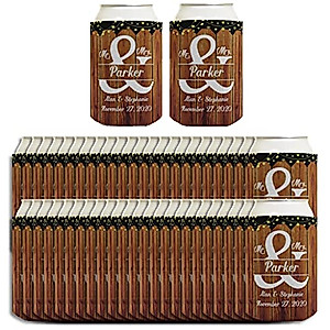 Custom Wedding Can Coolies Mr & Mrs Your Names & Date Personalized Wedding Favors Wedding Decorations Party 96 Pack Can Coolie Drink Coolers Coolies Multi