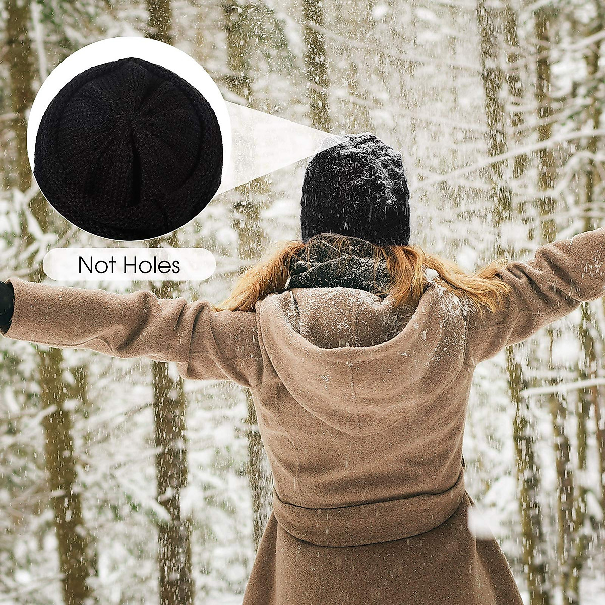 3 Pieces Winter Beanie Hat Scarf Touch Screen Warm Gloves Set Warm Knit Skull Cap for Men and Women (Black)