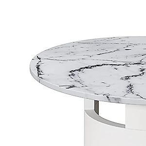 42.12" Modern Round Dining Table with Printed White Marble Table Top for Dining Room, Kitchen, Living Room
