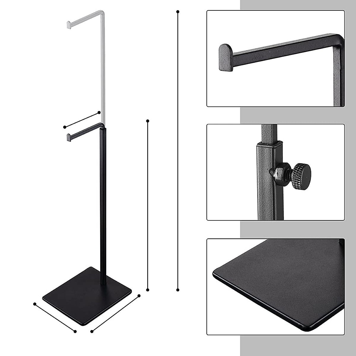 Elitnus Hanging Hook Bag Stand - Set of 2 Adjustable Height Black Handbag Display Stand Set