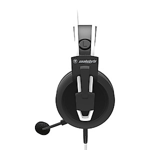 Snakebyte HeadSet 5 Pro Gaming Headset for PC, PS4, PS5 Controller with Removable Microphone, In-Line Volume Control, Adjustable Elastic Headband and 1.5m Cable, 3.5mm Jack - White Headband