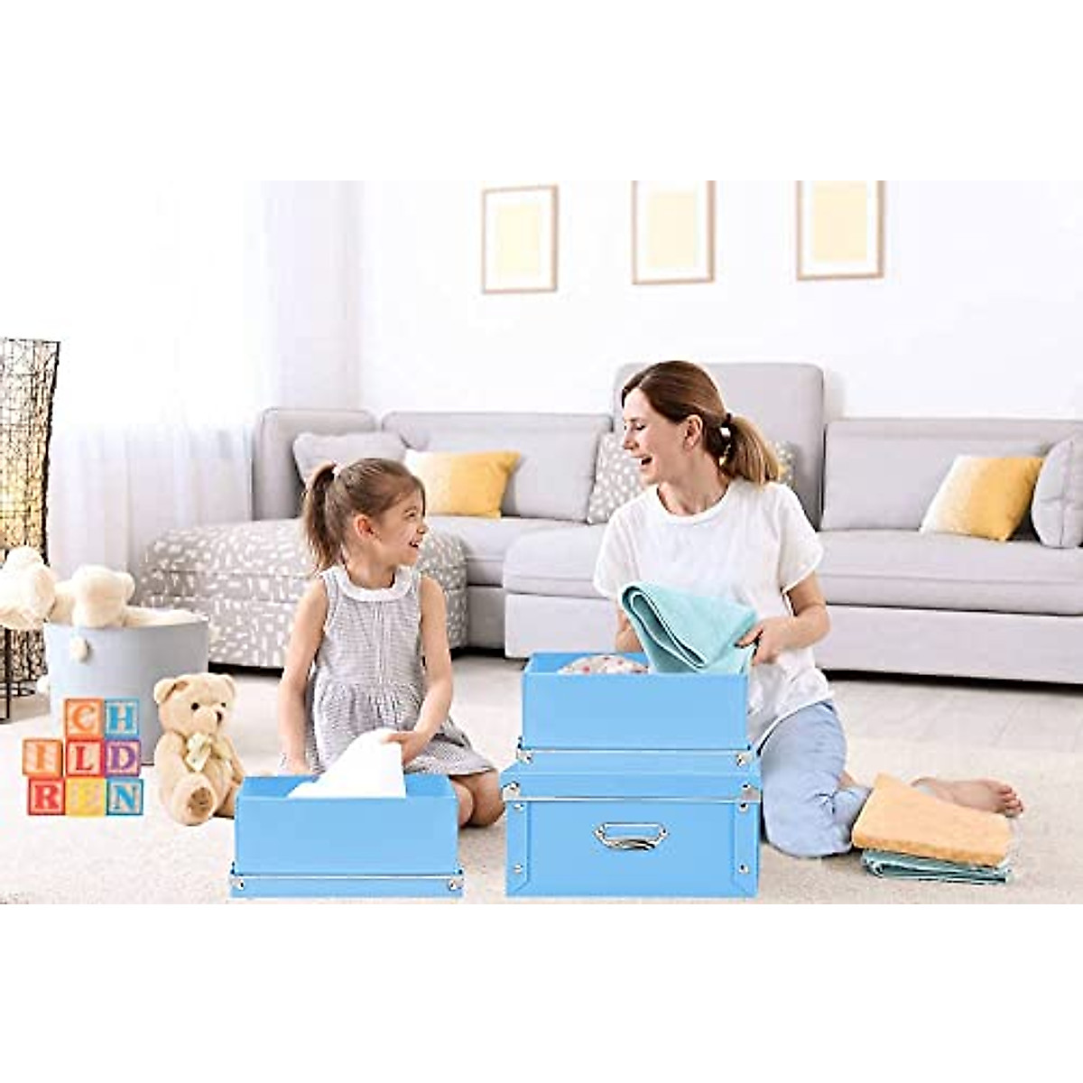 XUCHUN Foldable Storage Box with Lids，3 in 1 Set, Multiple Size Plastic Box for Clothes, Toys, Cosmetic, Books