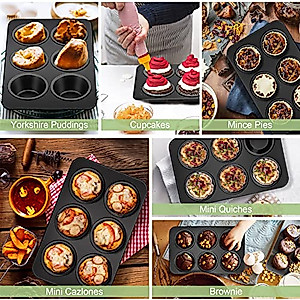 TeamFar Muffin Pan, 6 Cup Muffin Tin Cupcake Pan Tray with Nonstick Coating and Stainless Steel Core, for Home/Kitchen Baking, Healthy & Heatproof, Release Easily & Easy Clean