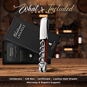 Chateau Laguiole Classic LaGuiole Corkscrew - Snake Wood Luxury Laguiole Wine Opener - Laguiole Wine Key Made in France - Wine Sommelier Wood Handle Wine Corkscrew Includes Leather Sheath & Gift Box
