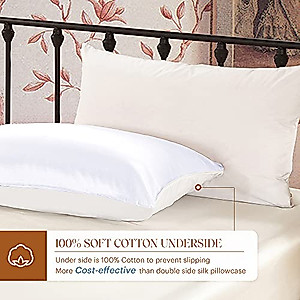 LILYSILK Natural Silk Pillowcase for Hair and Skin with Cotton Underside Standard 20x26 Inch White 1pc 19 Momme