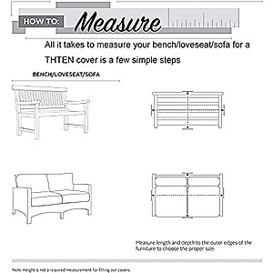 Thten Outdoor Loveseat Sofa Cover 2 Seater, 600D Heavy Duty Waterproof Patio Furniture Bench Cover, 57.9" W x 32.7" D x 31.1" H