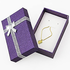 ISUSSER Pack of 24 Paper Gift Boxes with Lids and Ribbon Bows, 2x3.2x1 Inch, for Gifts, Necklaces, Earrings, 6 Colors