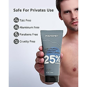 MANSPOT Deodorant Men for Ball Groin Armpit, Anti Chafing Deodorant Privates Ball Lotion/Powder for Men, Neutralize Odor, Anti-irritant, Keep Dryness & Against Sweat Odor, Safe for Whole Body, 4oz