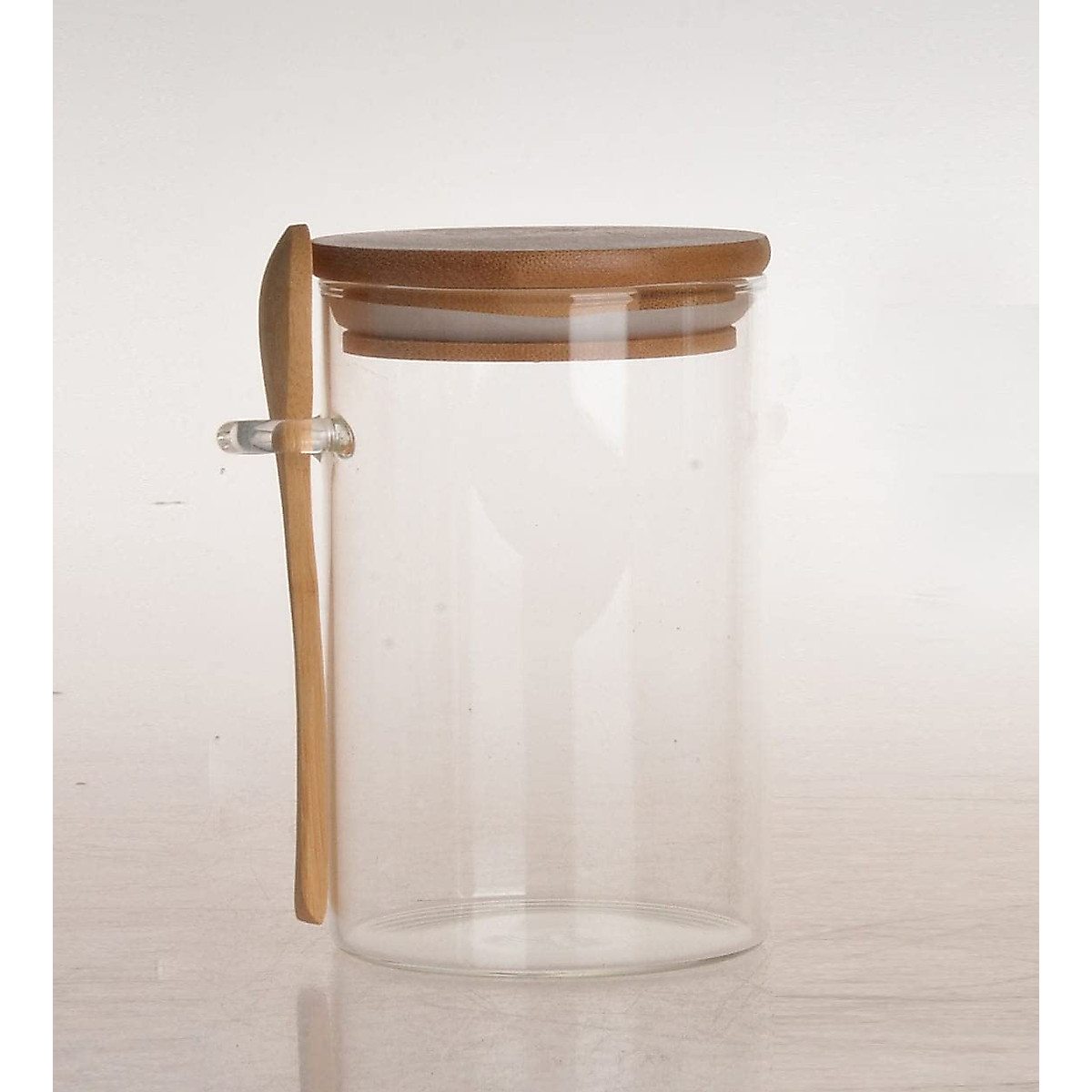 Bamboo Lid Container With Bamboo Spoon Set Of 3