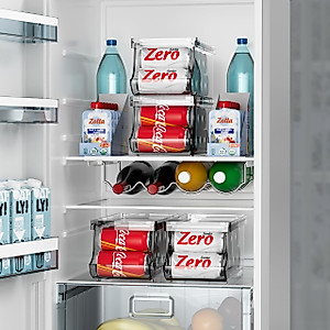 Cabinize Set of 2 Stackable Drink Can Organizer for Fridge, Freezer, Kitchen, Countertops, Cabinets - Soft Drink Holder for Refrigerator with Lid, Soda Can Dispenser, BPA Free, Holds 9 Cans Each