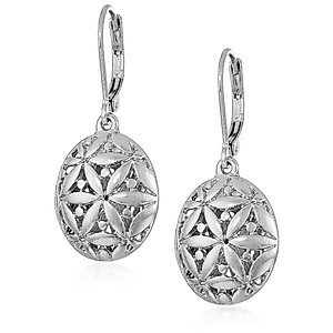 Napier Silvertone Textured Leverback Drop Earrings