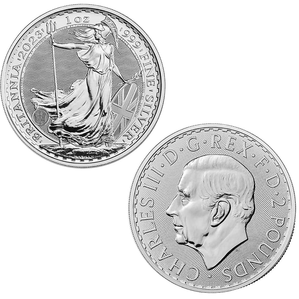 2023 UK Great Britain King Charles 1 oz Silver Britannia Coin 999 2 Pounds Brilliant Uncirculated New