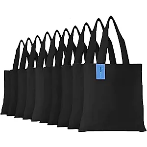 Simpli-Magic Canvas Tote Bags for Crafts, Shopping, Groceries, Books, Beach, Diaper Bag & Much More, 13”x15”, Black, 12 Count
