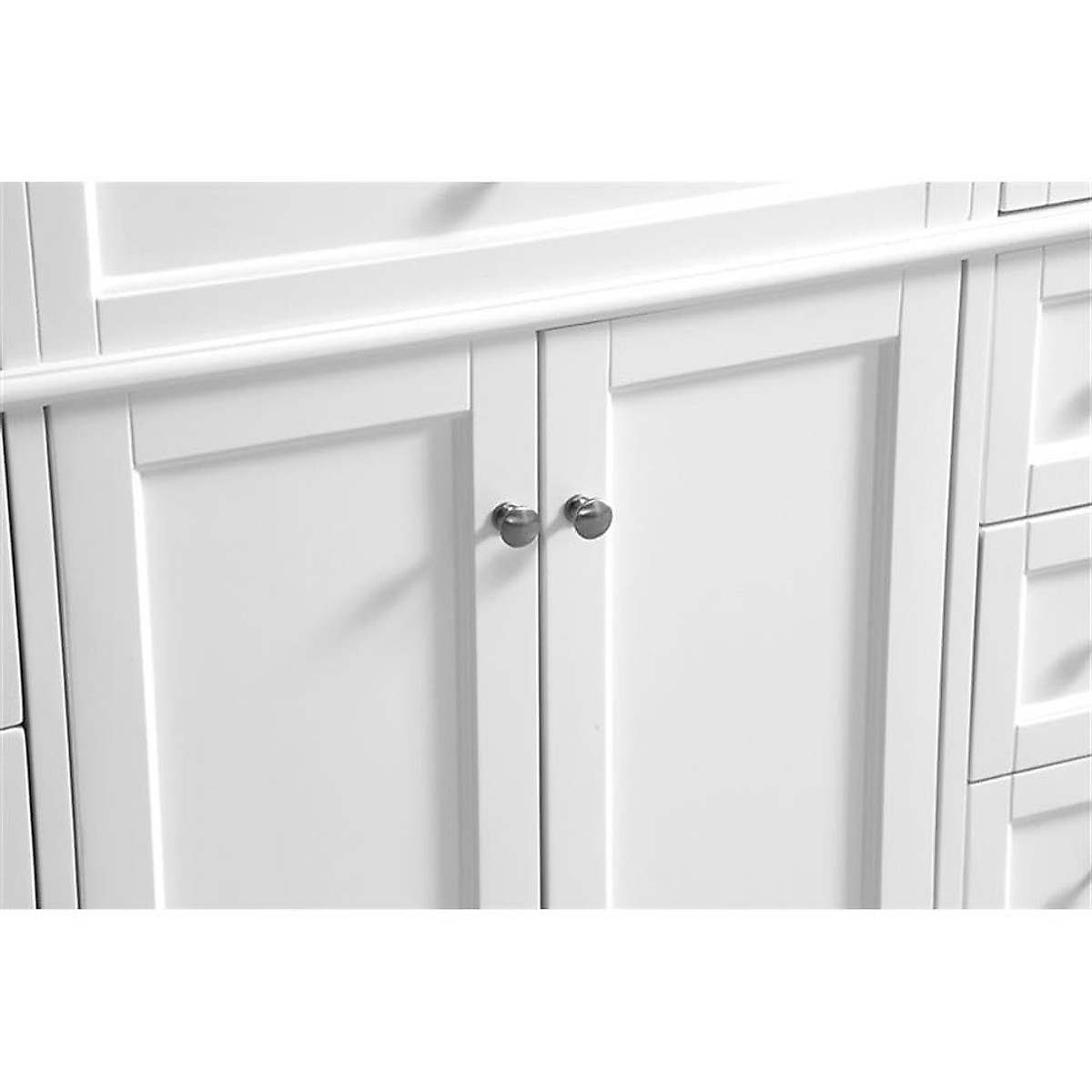 Elegant Kitchen and Bath 48 inch Single Bathroom Vanity Cabinet Set with White Marble Countertop - White