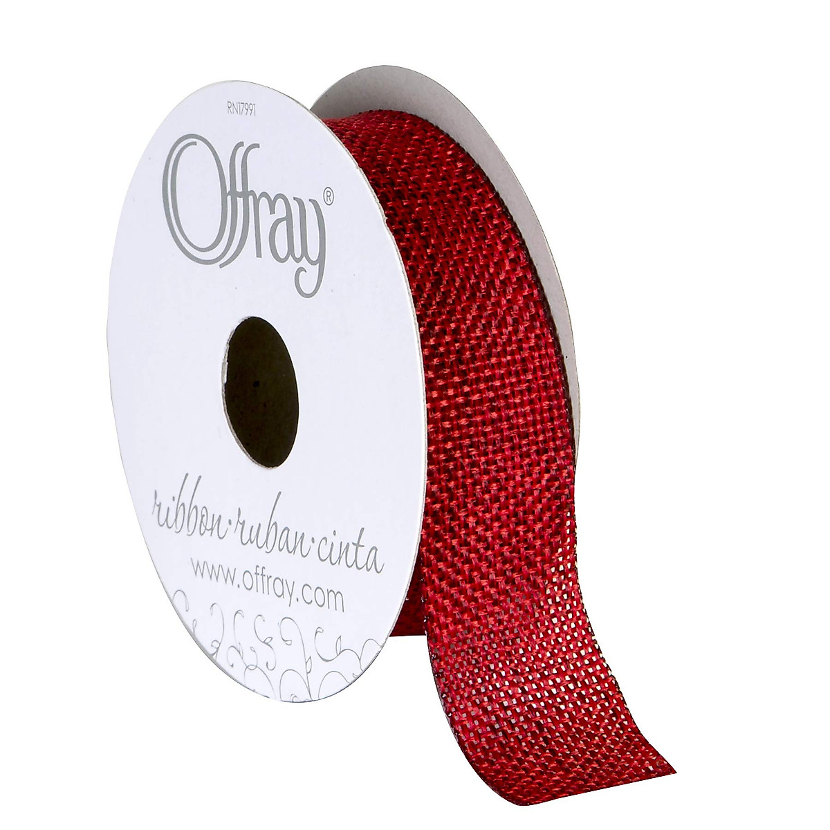 Berwick Offray 7/8" Wide Rustic Saddle Polyester Ribbon, Red, 3 Yards