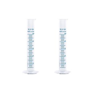 2 Pcs Plastic Measuring Graduated Cylinders Transparent Graduated Cylinder Beaker Lab Test Tube Liquid Measuring Tool with 2 Sided Marking 50 ml