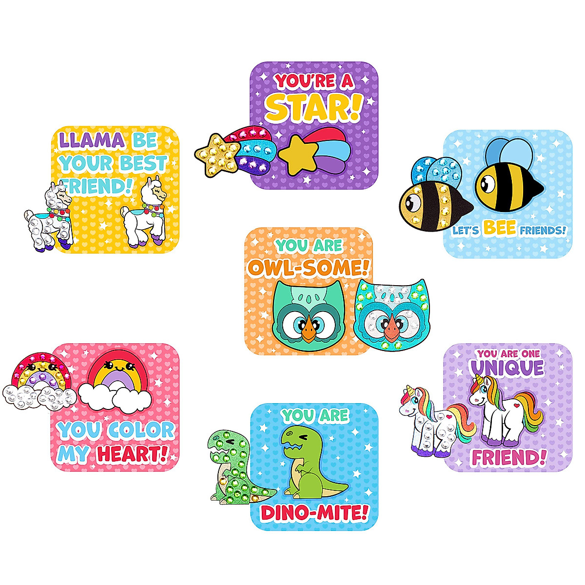 JOYIN 28 Packs Valentine Cards with Gem Diamond Painting Kits Make Your Own Stickers, Valentine's Day DIY Craft, Classroom Exchange Gifts and Prizes, Valentines Greeting Cards Diamond Art for Kids