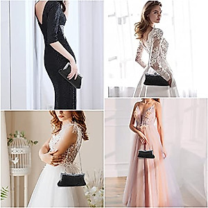 SelfTek Black Clutch Purses Evening Bag for Women, Sparkly Rhinestone Purses Crystal Bag with Short & Long Chain for Women Wedding Prom Party