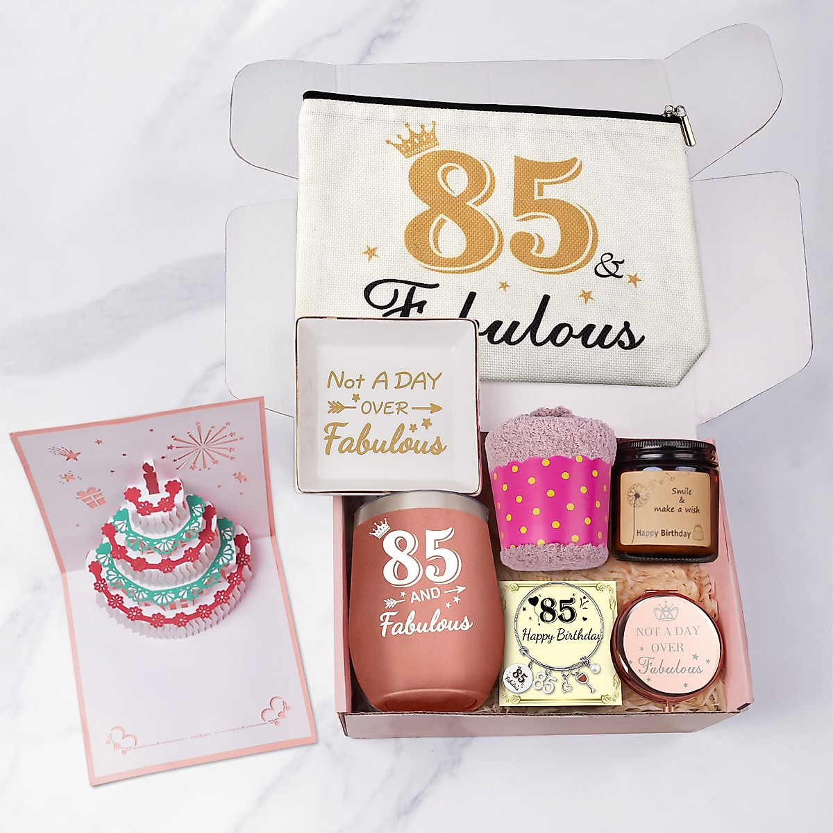 85th Birthday Gifts For Women, Insulated Tumbler Birthday Gifts Basket For 85 Year Old Woman, Unique Birthday Gift Box Ideas For Her Mom Grandma Sister Wife Best Friend Turning 85
