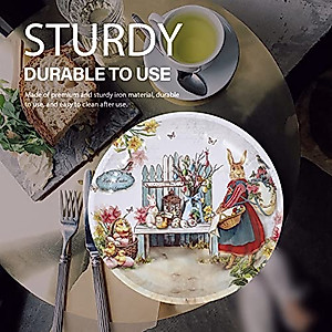 VALICLUD Easter Serving Tray Fruit Plate: Bunny Rustic Iron Platters Kitchen Snack Plate Appetizer Trays for Coffee Snacks Nuts Condiments Appetizers