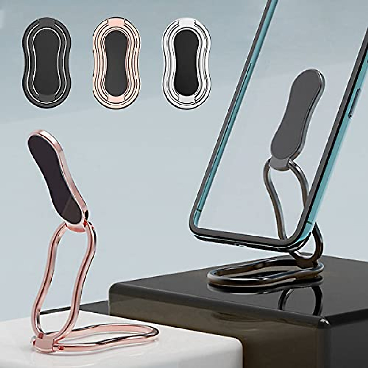 Z&Xin Cell Phone Ring Holder, 360° Rotation Transformer Magnetic Cellphone Stand Holder Car Mount Stander Finger Kickstand for iPhone 11 12 Huawei and All Smart Phones (Rose Gold)