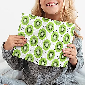 TODIYADDU Sliced Kiwi Fruits Book Covers for Soft Cover Books Waterproof No Glue Section Easy to Put On Washable Fabric Teacher Student Book Cover (Green)
