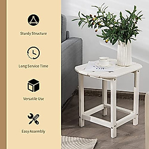 Giantex Side Table Outdoor Small Patio Table 18” Adirondack Table, Weather Resistant, Outside Square Tea Table for Patio, Backyard, Poolside, Garden, Balcony Outdoor Beside End Tables (1, White)