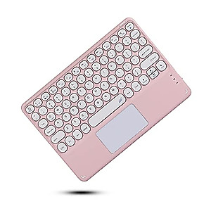 HENGHUI Keyboard Case with Touchpad for iPad Air 13 inch M2/ iPad Pro 12.9 inch 6th 5th 4th 3rd Generation Cute Round Key Color Keyboard Detachable Touch Keyboard Cover (Pink)