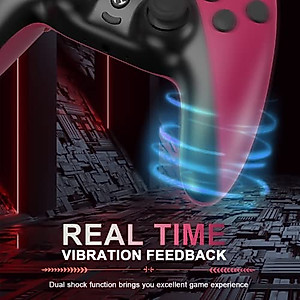 Wireless Controller for PS4 Controller, AUGEX Ymir Game Remote for Playstation 4 Controller with Turbo, Steam Gamepad Work with Back Paddles, Scuf Controllers for PS4/Pro/Silm/PC/IOS -Cosmic Red