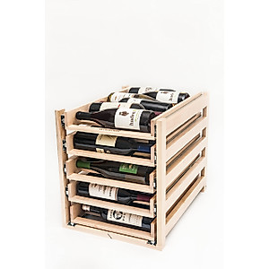 Wine Logic In-Cabinet Sliding Tray Wine Rack, 30-Bottle, Solid Maple Wood, Unstained with Clear Satin Lacquer Finish