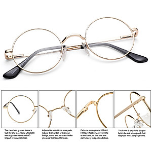 Pro Acme Non Prescription Clear Lens Glasses Retro Small Round Metal Frame (Bronze)