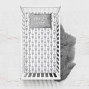 Crib Sheets for boy Girl - 100% Cotton Fitted Crib Sheet Set - Perfect for Baby Boys, Fits Standard Toddler Mattress (Gray Arrows)