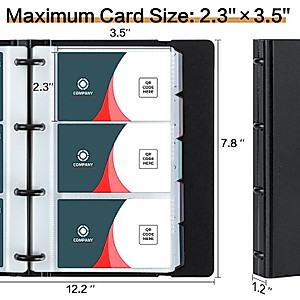 deli Business Card Book Holder, Business Card Organizer, Name Card Book Holder, Portable Office Business Card Holder, Hold 180 Cards, Black