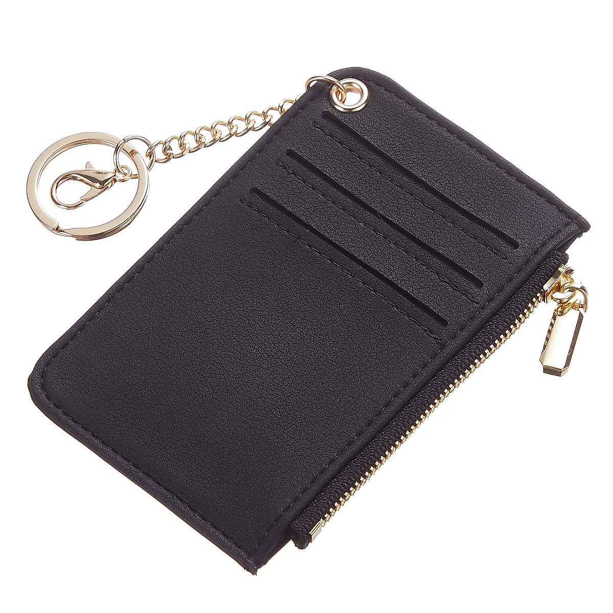 Toughergun Womens Keychain Wallet Slim Front Pocket Minimalist RFID Blocking Credit Card Coin Change Holder Purse Wallet (Black Smooth)