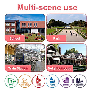 Recycle Sticker for Trash Can, 12 Pieces Trash and Recycle Stickers, Recycling Sorting Sticker Signs Decals Battery Glass Food Waste Paper Plastic Aluminum for Home Kitchen Outdoor Decals (Round)