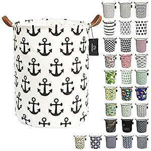 laundry baskets,bedroom hamper,kitchen organization,GodenMoninG 62.8L Waterproof Round Cotton Linen Collapsible storage basket. (Anchor)