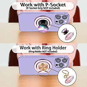 AUROX Compatible with MagSafe Base for iPhone 14 13 12 Magnetic Base Plate【Base Only】 Intended for Pop Socket Grip and Phone Ring Holder【Removable Wireless Charging】(Pink)