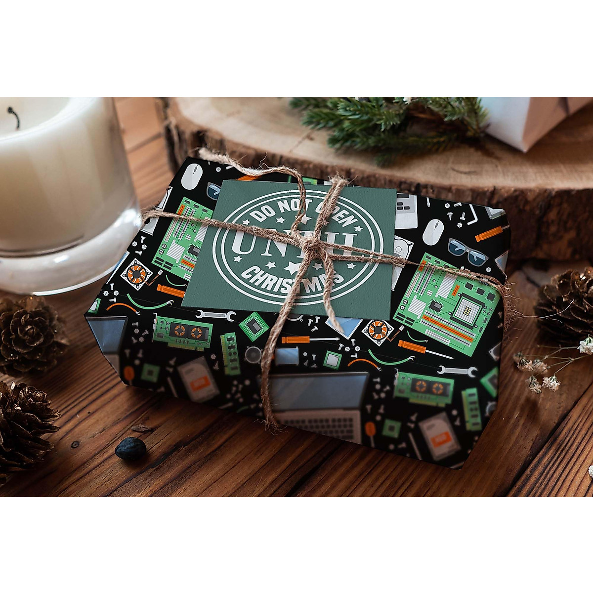 Computer Chip Motherboard Premium Wrapping Paper Roll Gift Wrap Sheet for Christmas Presents Birthday Party Decorations (30 inch x 6 foot roll)