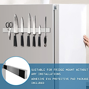 Magnetic Knife Holder for Refrigerator – Enkrio 16 Inch Double Sided Knife Magnetic Strip for Fridge - Stainless Steel No Drill Magnetic Knife Holder - Adhesive Knife Strip Magnet Knife Rack