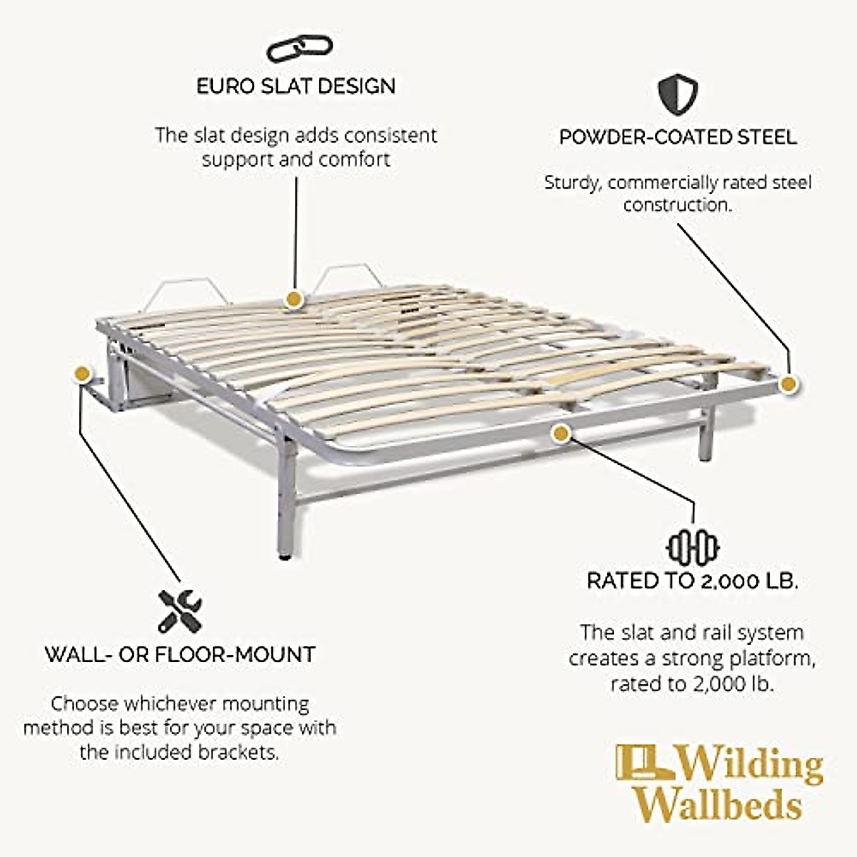 Wilding Wallbeds | Deluxe Murphy Frame | Vertical Wallbed, DIY Wood Frame, Folding Cabinet, Wall Bed for Guestroom Easy to Build, Bed Frame (Queen)