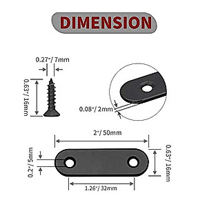 Jiozermi 12 Pcs Straight Brace, Flat Brace 2” x 0.6”, Stainless Steel Straight Bracket, Mending Joining Plates for Wood, Board, Bed Frame, Furniture & Shelves, Matte Black