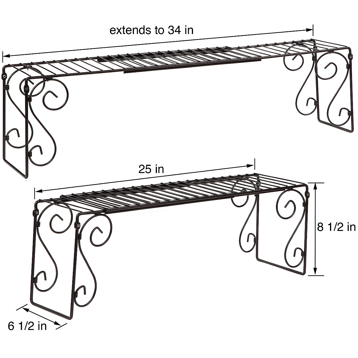 Trenton Gifts Kitchen Storage Sink Shelf Organizer, Expandable Wire Rack, Bronze